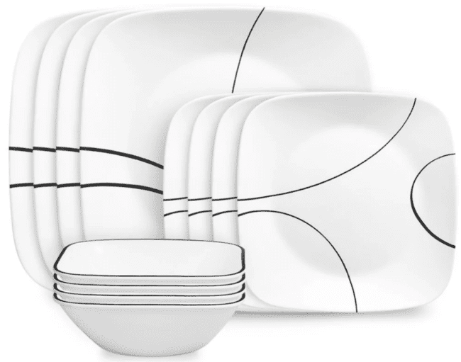 Corelle Black Simple Lines Dinnerware Set 12pc – The Cuisinet