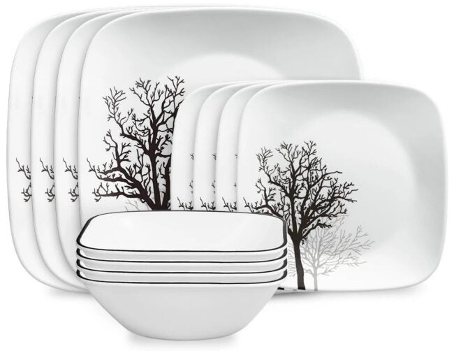 Corelle Black Square Timber Shadows Dinnerware Set 12pc – The Cuisinet